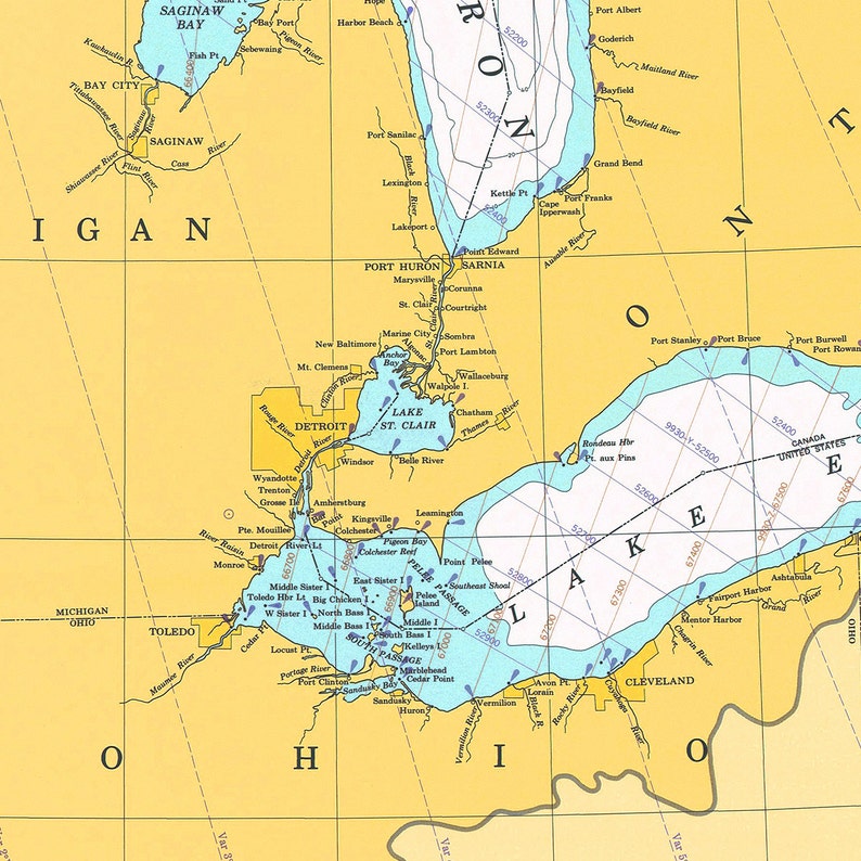 1975 Nautical Chart of the Great Lakes - Etsy