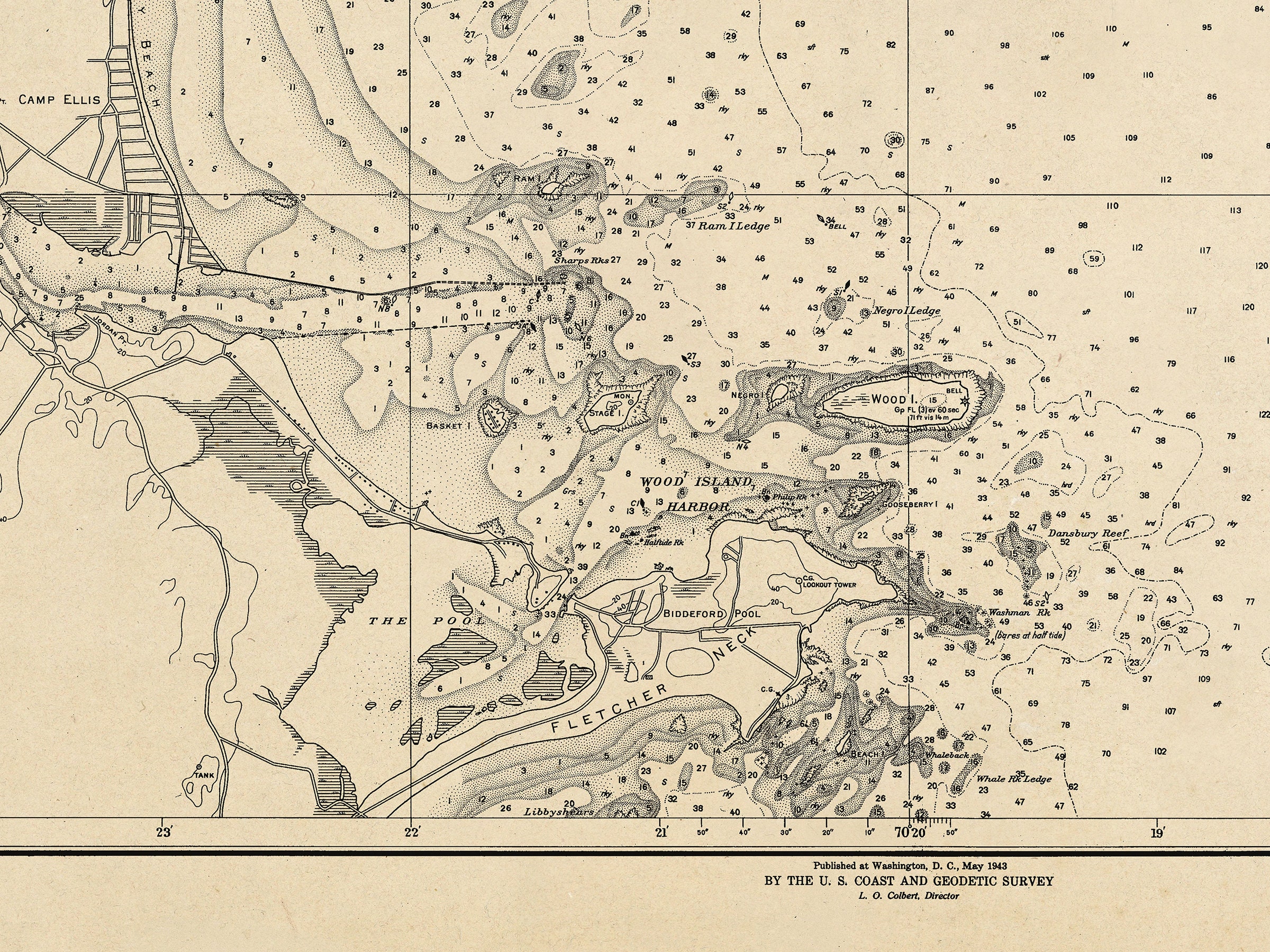 1943 Nautical Chart of Saco Bay - Etsy