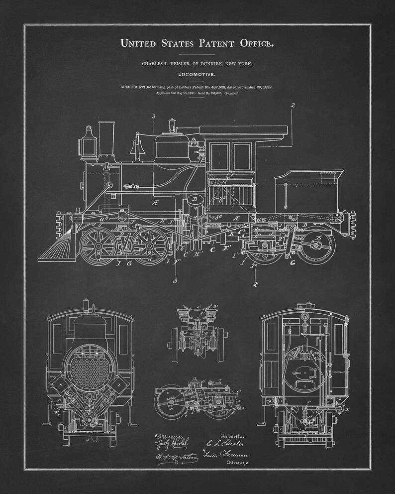 Locomotive Patent Print - Etsy