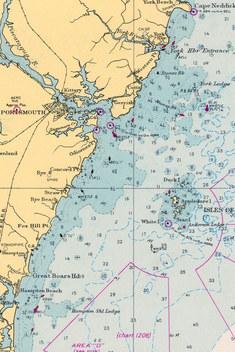 1951 Nautical Chart of the New England Coastline - Etsy