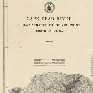 1921 Nautical Chart of Cape Fear River - Etsy