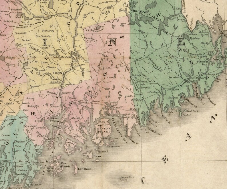 Maine, New Hampshire and Vermont – 1826 - Etsy
