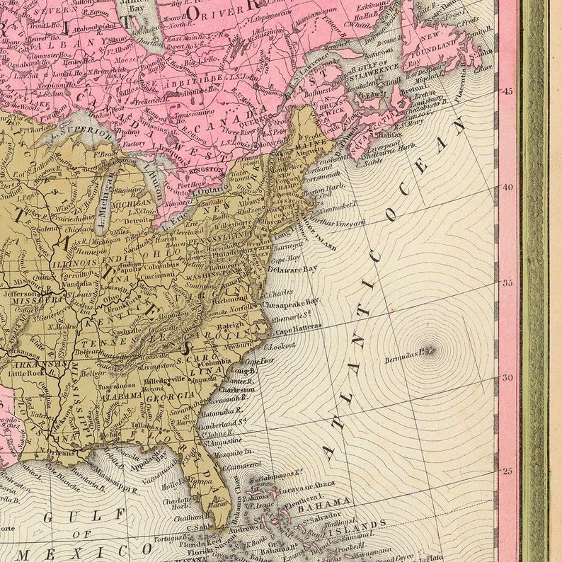 1846 Map of North America - Etsy