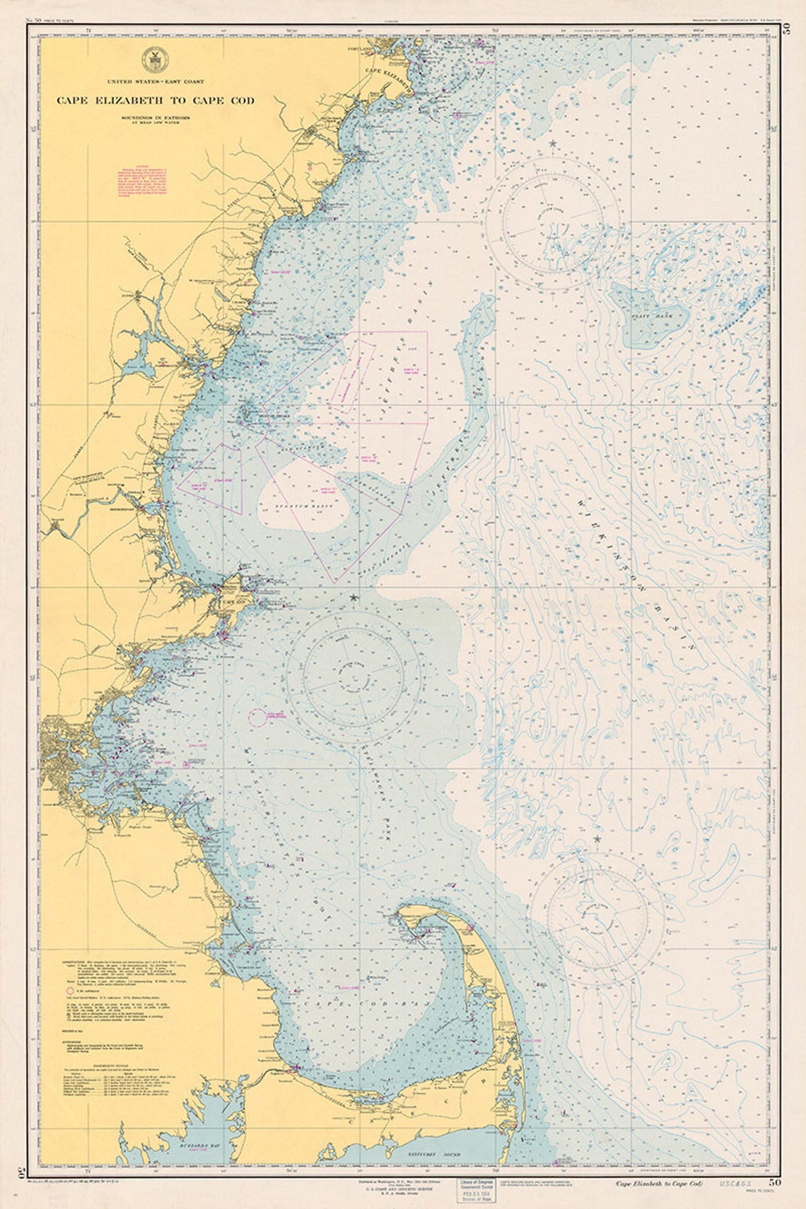1951 Nautical Chart of the New England Coastline - Etsy