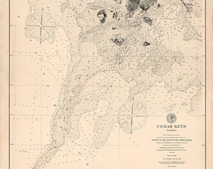 1996 Nautical Chart Map of Cedar Keys Florida Gulf of Mexico - Etsy Canada