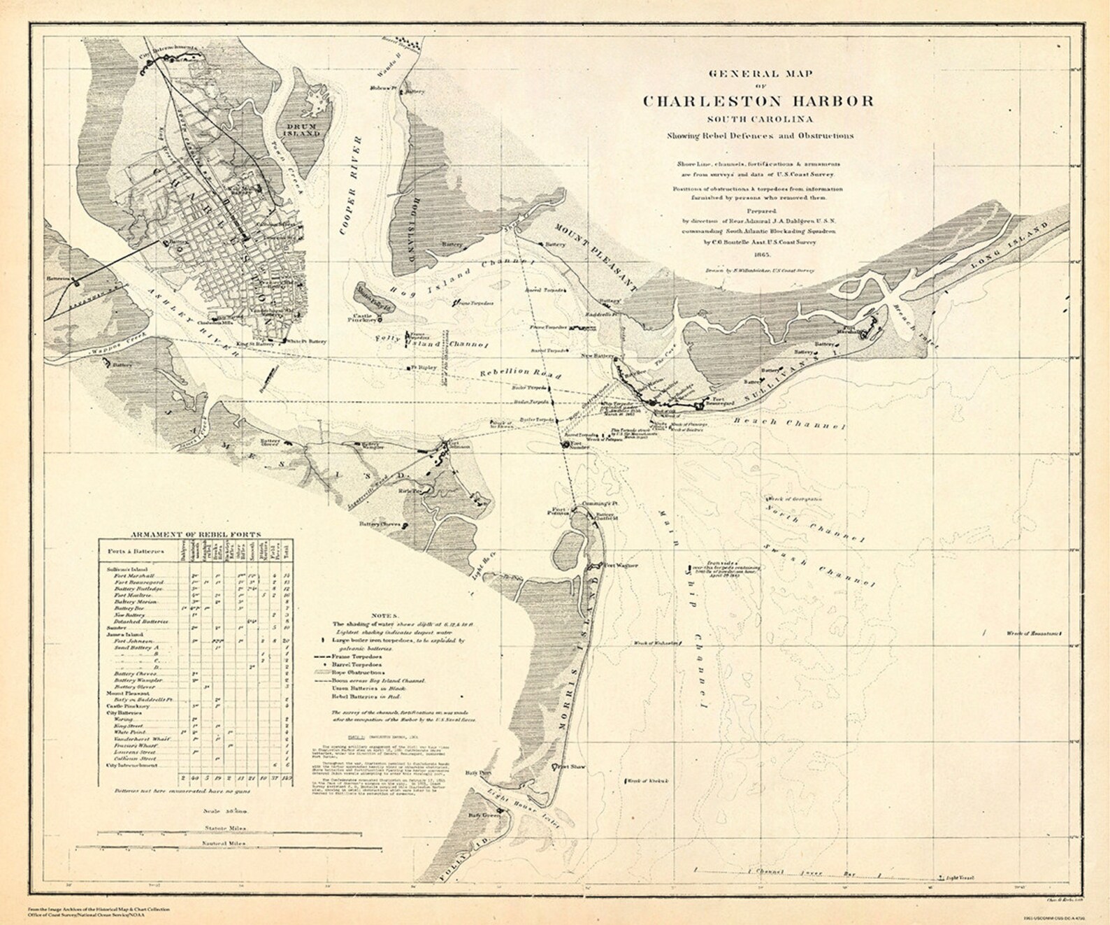 1865 Civil War Map of Charleston Harbor - Etsy