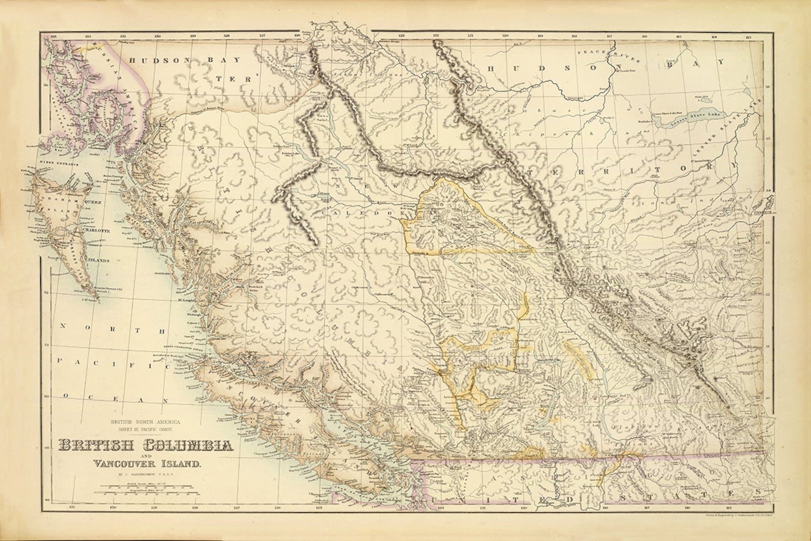 1872 Map of British Columbia - Etsy
