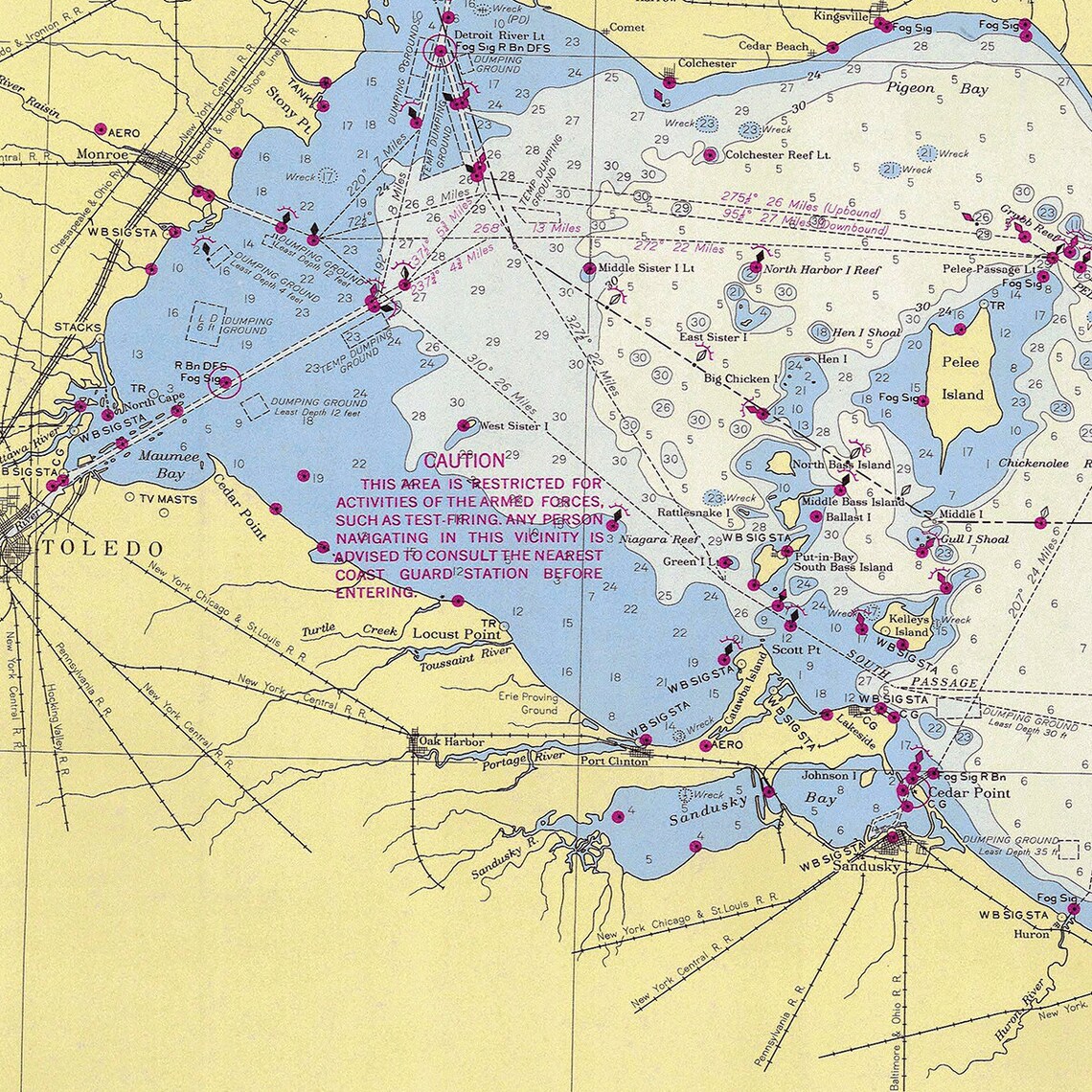1964 Nautical Chart of Lake Erie - Etsy