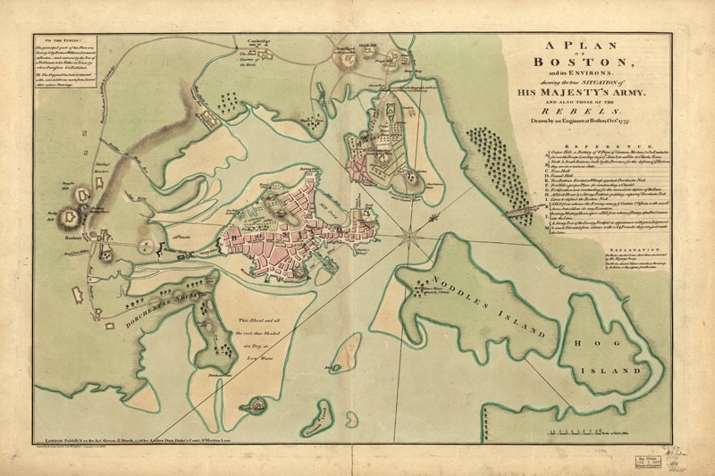 1775 Map of Boston - Etsy