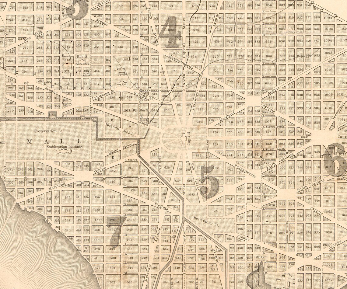 1850 Map of Washington D.C. - Etsy