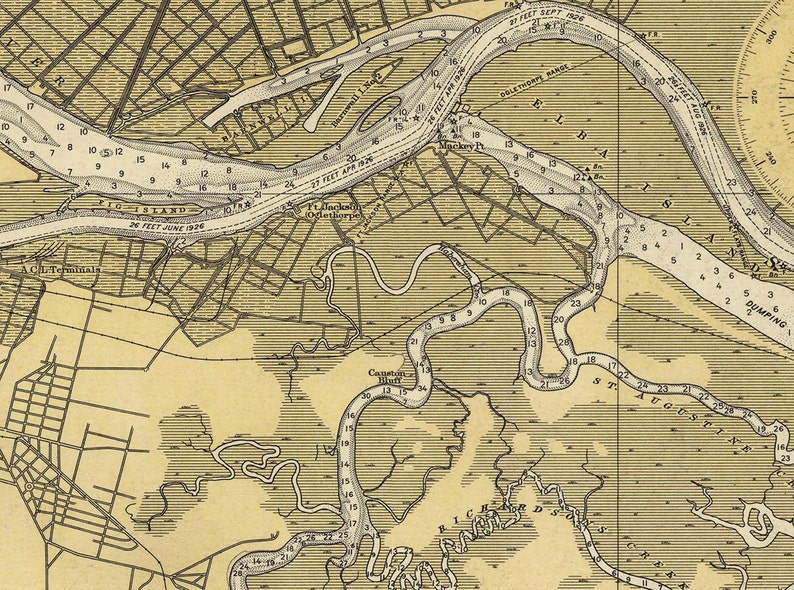 1926 Nautical Chart of Savannah River - Etsy
