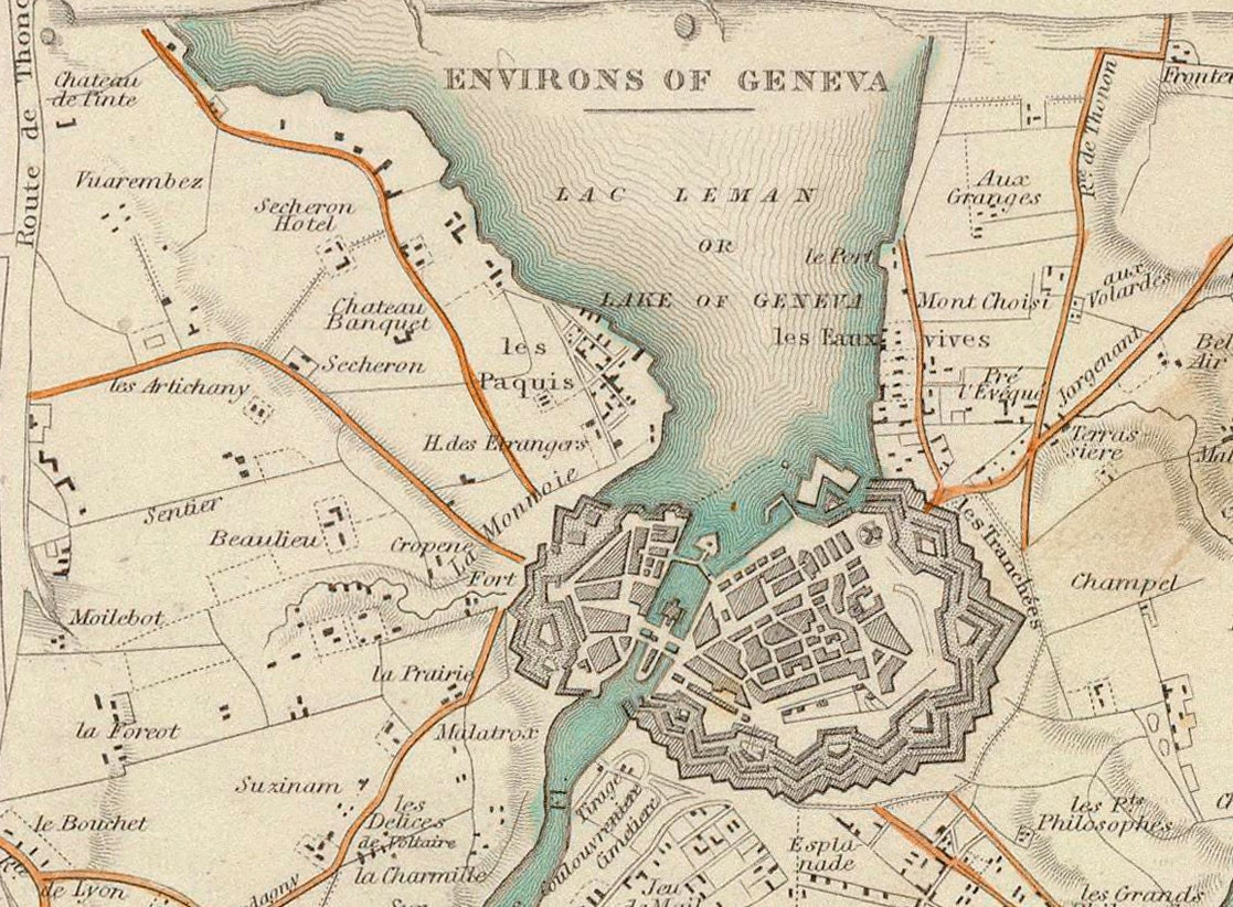 1841 Map of Geneva, Switzerland - Etsy