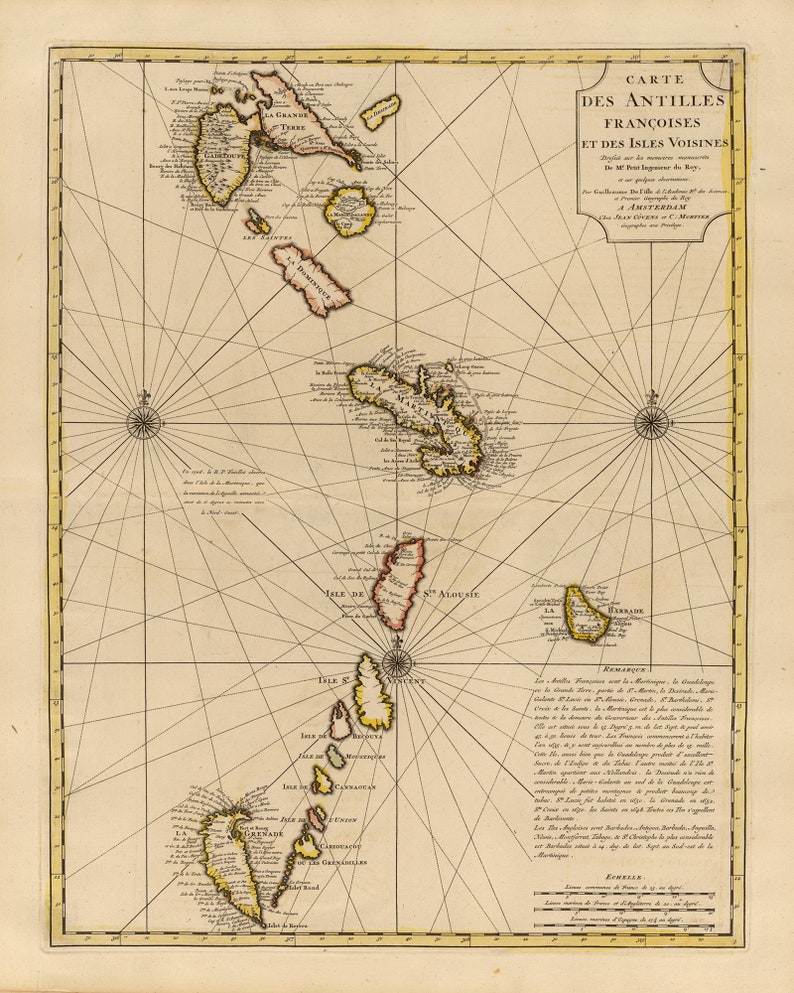 1742 Nautical Chart of the Caribbean - Etsy Canada