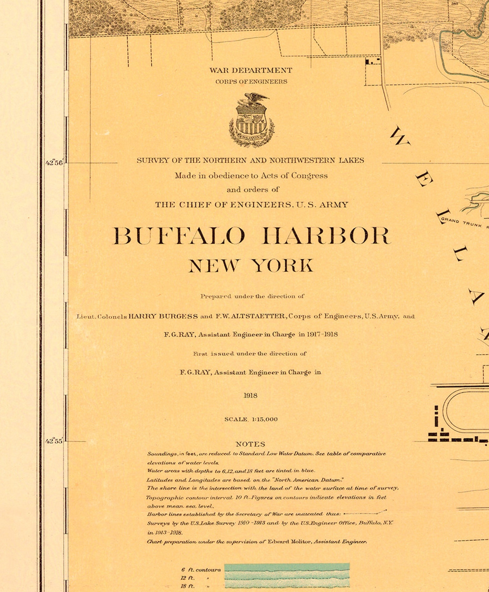 1918 Nautical Chart of Buffalo Harbor - Etsy