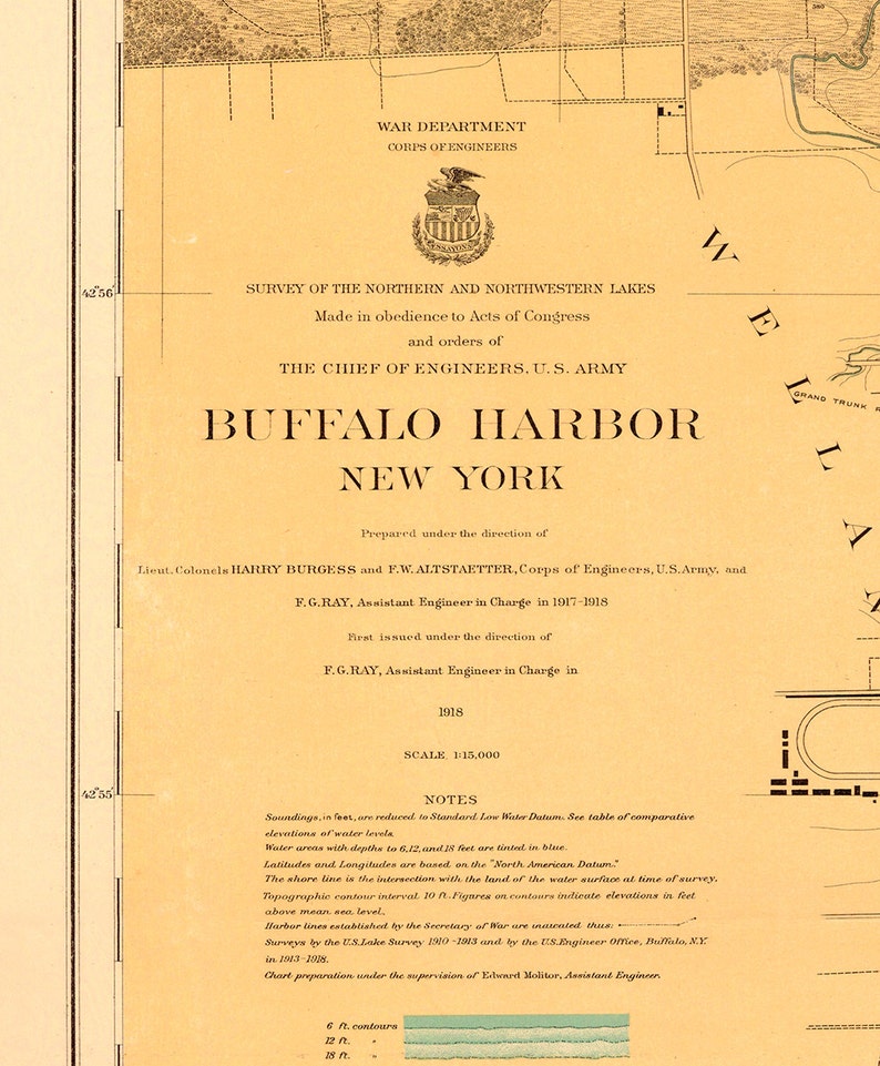 1918 Nautical Chart of Buffalo Harbor - Etsy