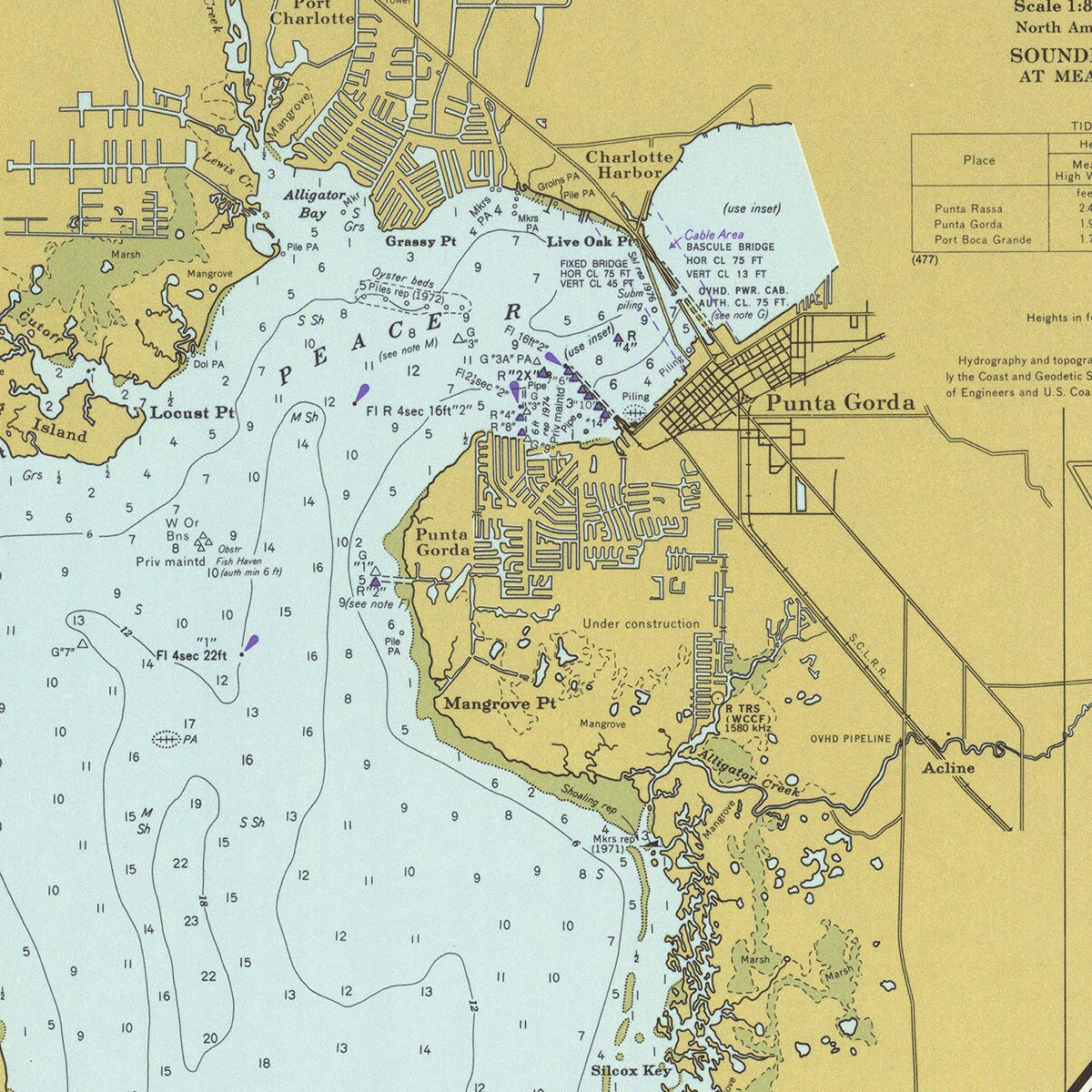 Nautical Chart Estero Bay to Lemon Bay 1977 - Etsy