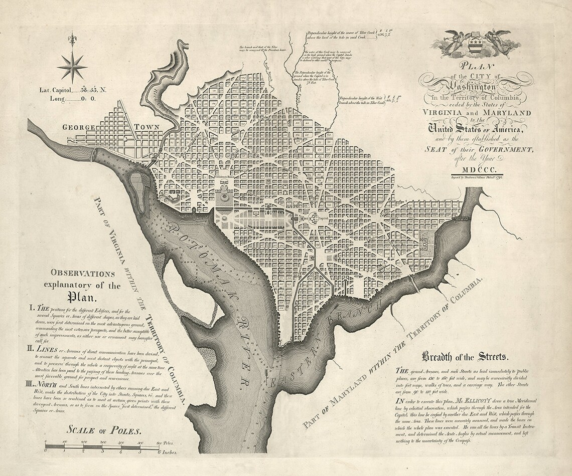 1792 Map of Washington D.C. - Etsy