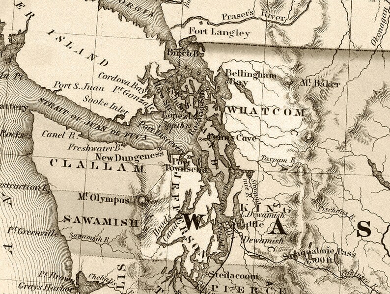 1856 Map of Washington & Oregon - Etsy