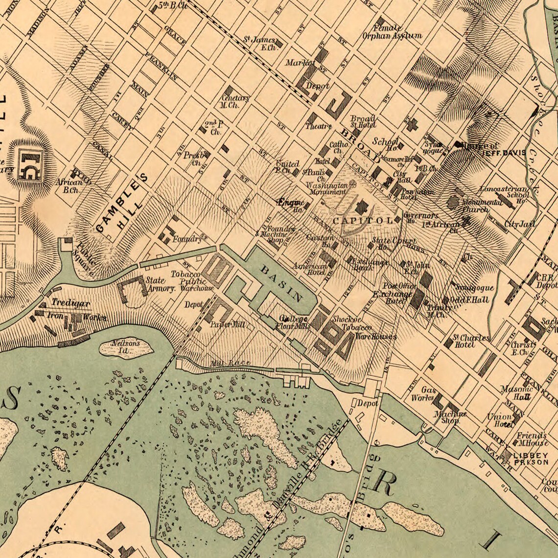 1864 Map of Richmond - Etsy