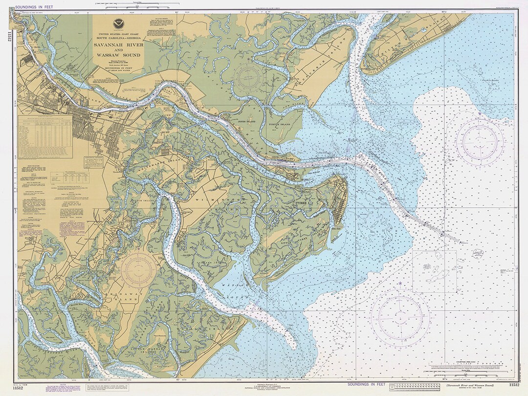 1982 Nautical Chart of Savannah River - Etsy