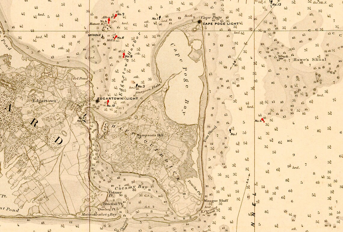 1879 Nautical Chart of Vineyard Sound - Etsy