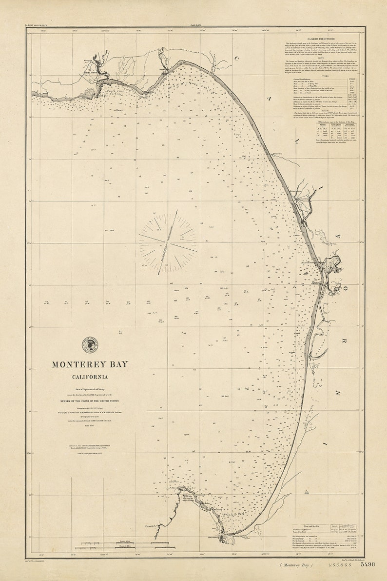 Nautical Chart of Monterey Bay, California - Etsy