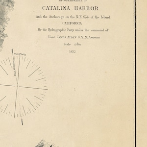 1852 Nautical Chart of Catalina Harbor - Etsy