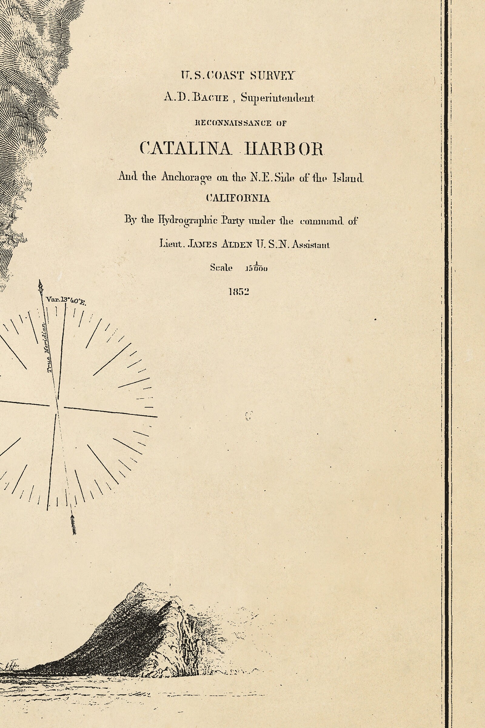 1852 Nautical Chart of Catalina Harbor - Etsy