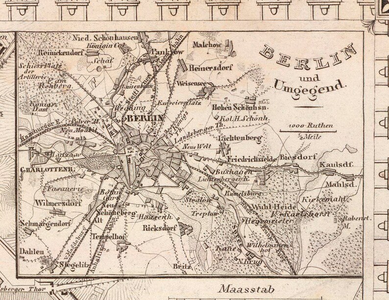 1860 Map of Berlin | Etsy