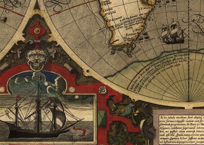 1595 Map of the World - Etsy