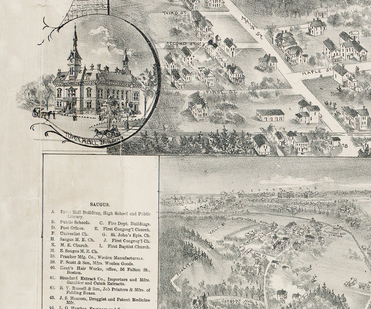 1896 Map of Saugus, Massachusetts - Etsy