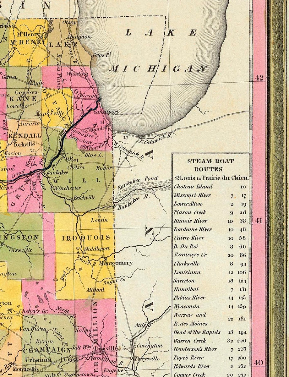 1846 Map of Illinois - Etsy