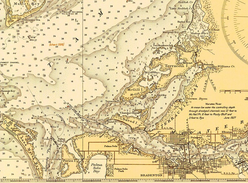 1928 Nautical Chart of Tampa Bay - Etsy