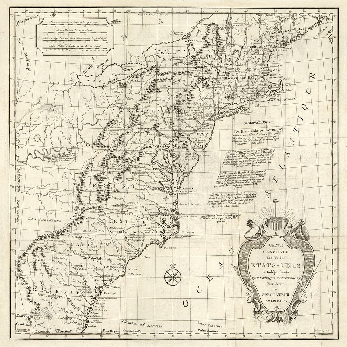 1784 Map of America - Etsy