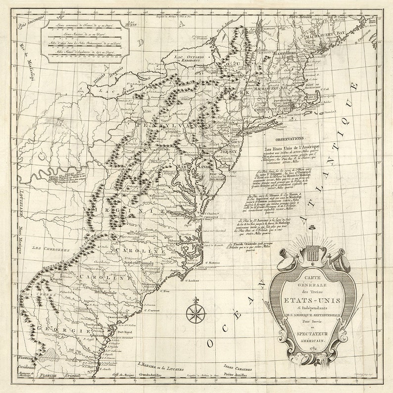 1784 Map of America - Etsy