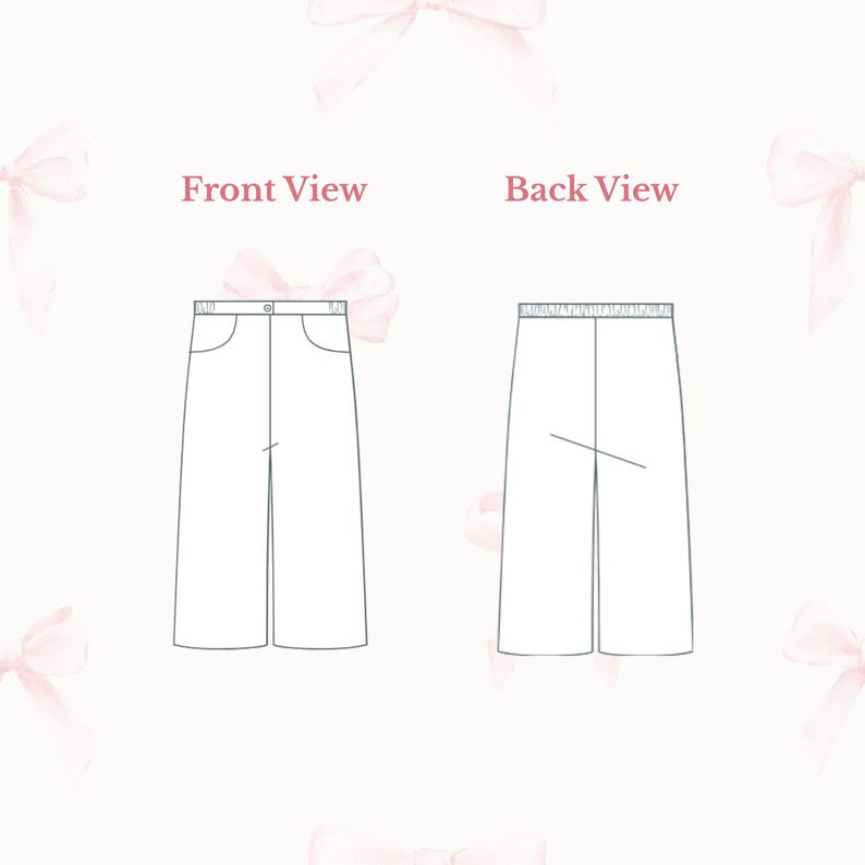 Girls Capri Pants Sewing Pattern PDF | Wide Leg Capri Trousers | 2–6Y ...