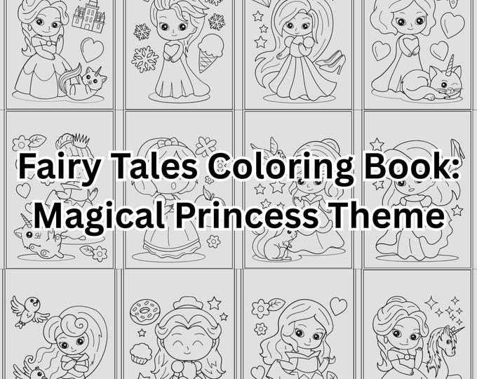 PDF DIGITAL Printable Coloring Book Fairy Tale Princesses & Storybook ...