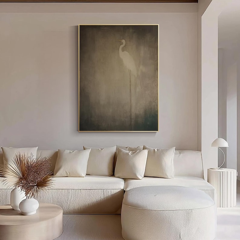 Original Egret Oil Painting on Canvas, Coastal Wall Art - Etsy