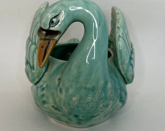 Vintage Blue/green Swan Planter Ceramic Unusual Detailed Japan - Etsy