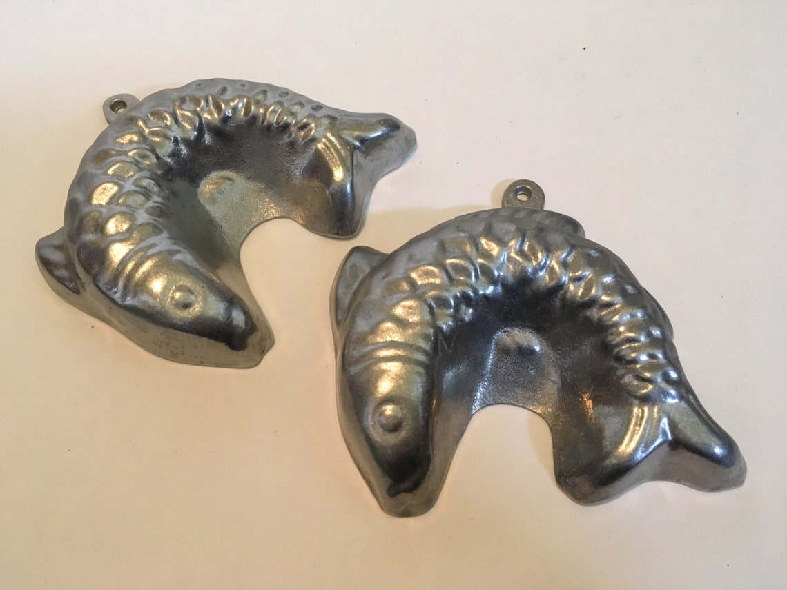 Pair of Pewter Fish Molds for Your Wall - Etsy