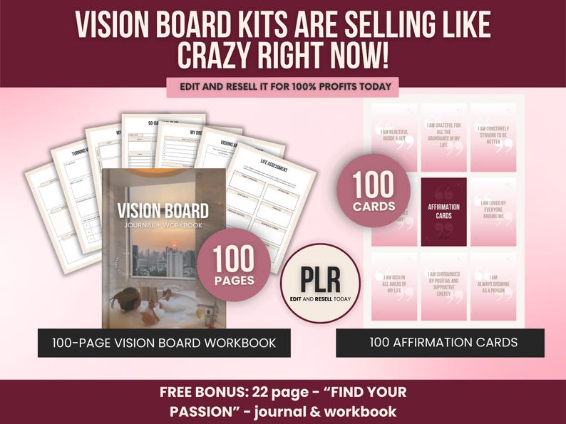 2026 Digital Vision Board Mega Bundle Editable Canva Templates PLR ...