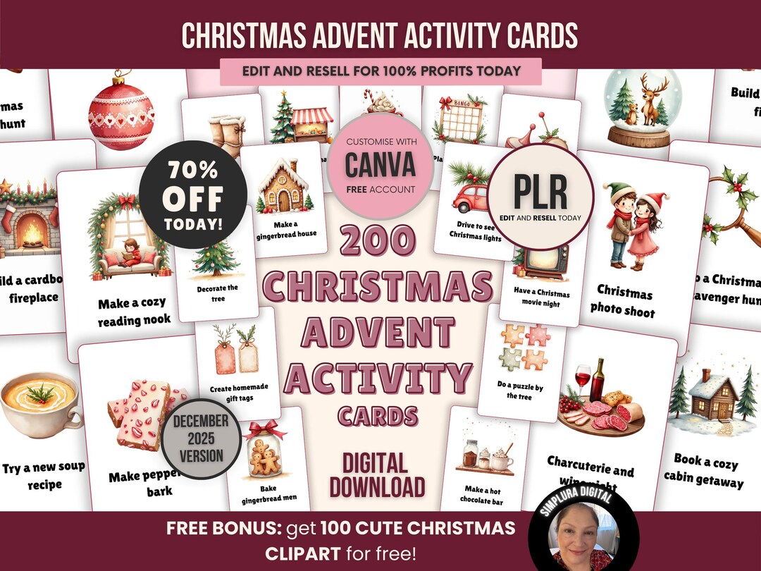 Printable Advent Calendar Activity Cards for Kids Families Homeschool ...
