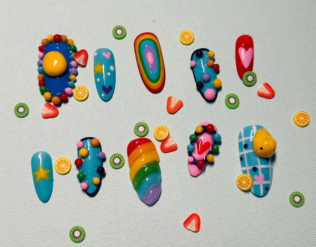 Xlov Rui Inspired Rainbow Press on Nails - Etsy