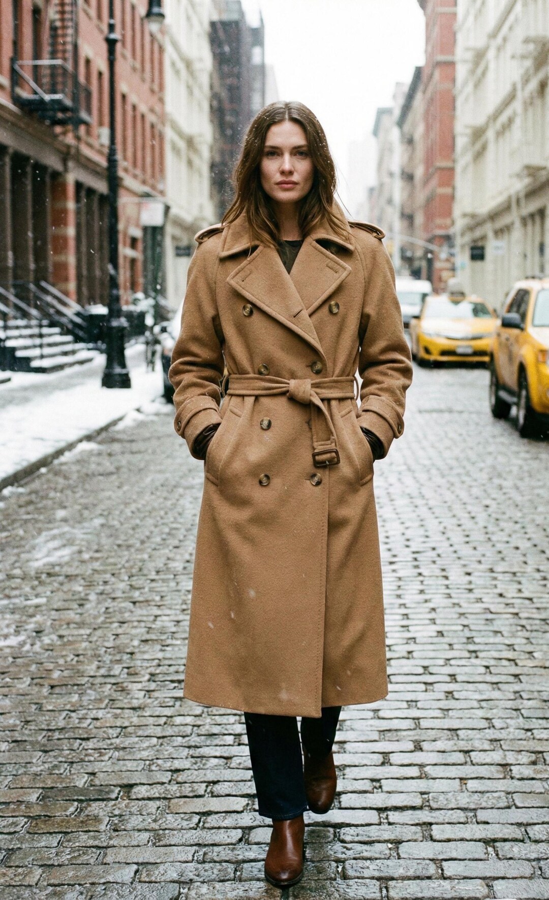 Women,s Double Breasted Camel Coat Elegant Winter Overcoat Women ...