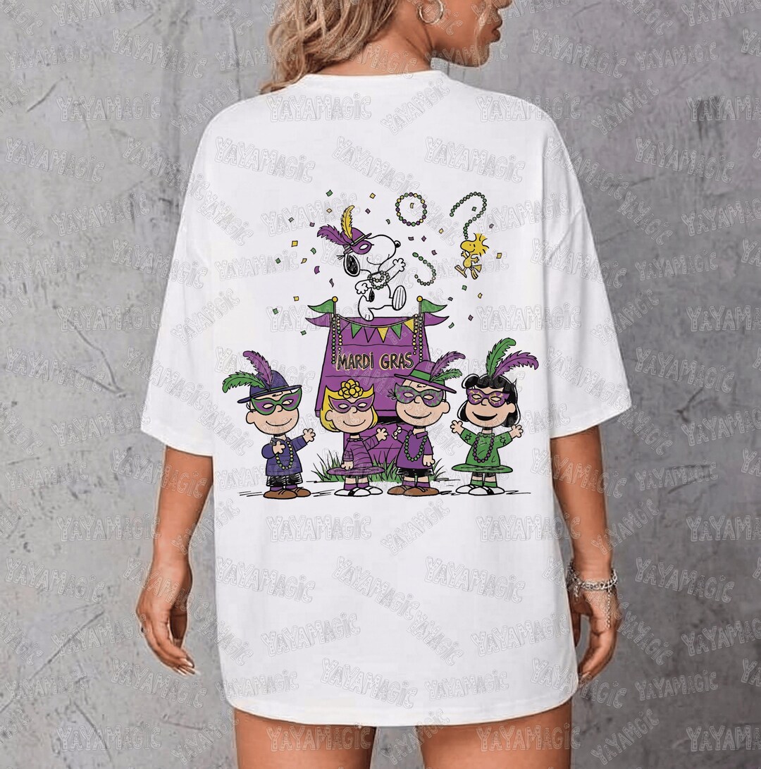 Mardi Gras Snoopy and Friends Png, Trendy Fat Tuesday, Peanuts Mardi ...