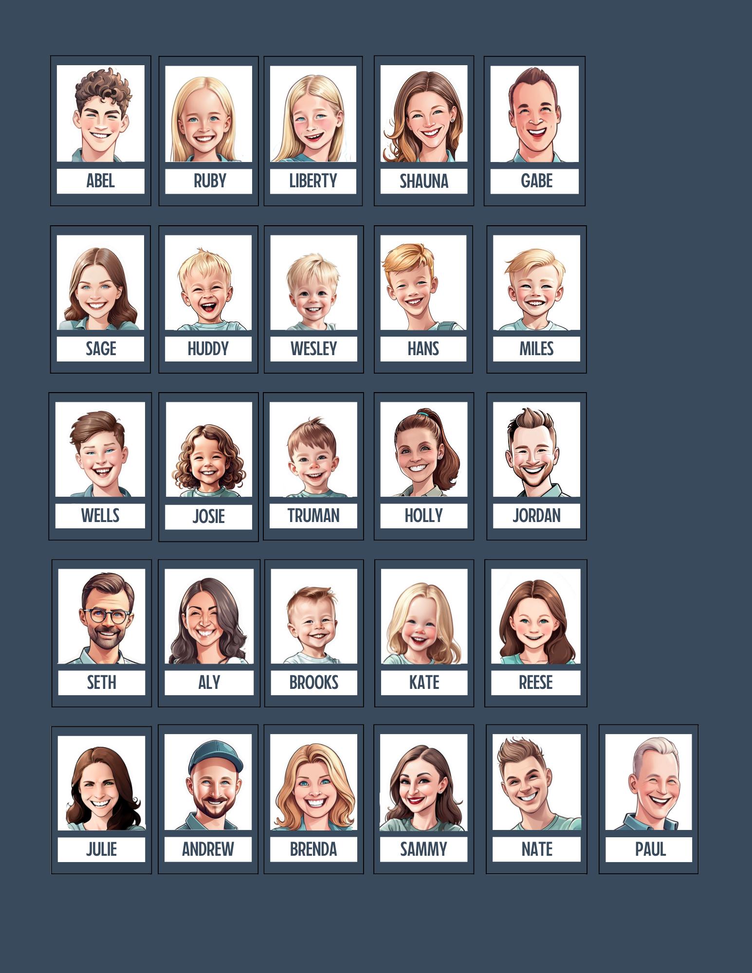 Custom Guess Who Game | Personalized Cartoon Portrait Board - Etsy