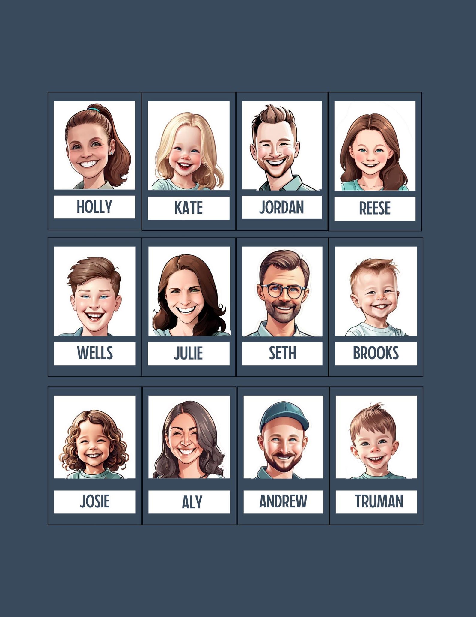 Custom Guess Who Game | Personalized Cartoon Portrait Board - Etsy