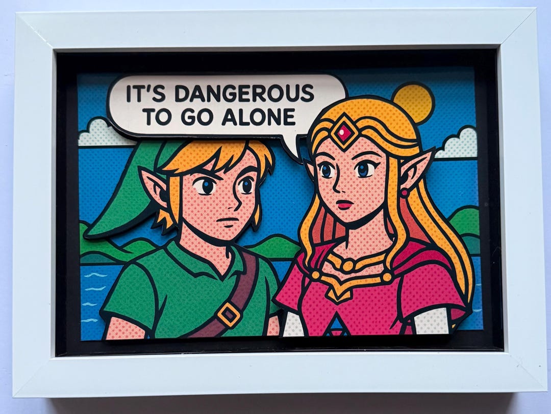 Legend of Zelda Dangerous to Go Alone Pop Art Framed 3D Art Shadow Box ...