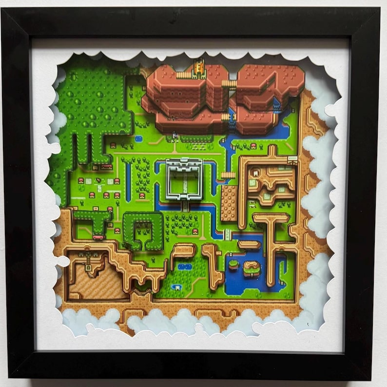 Zelda: A Link to the Past Hyrule Map 3D Shadow Box Art - Etsy