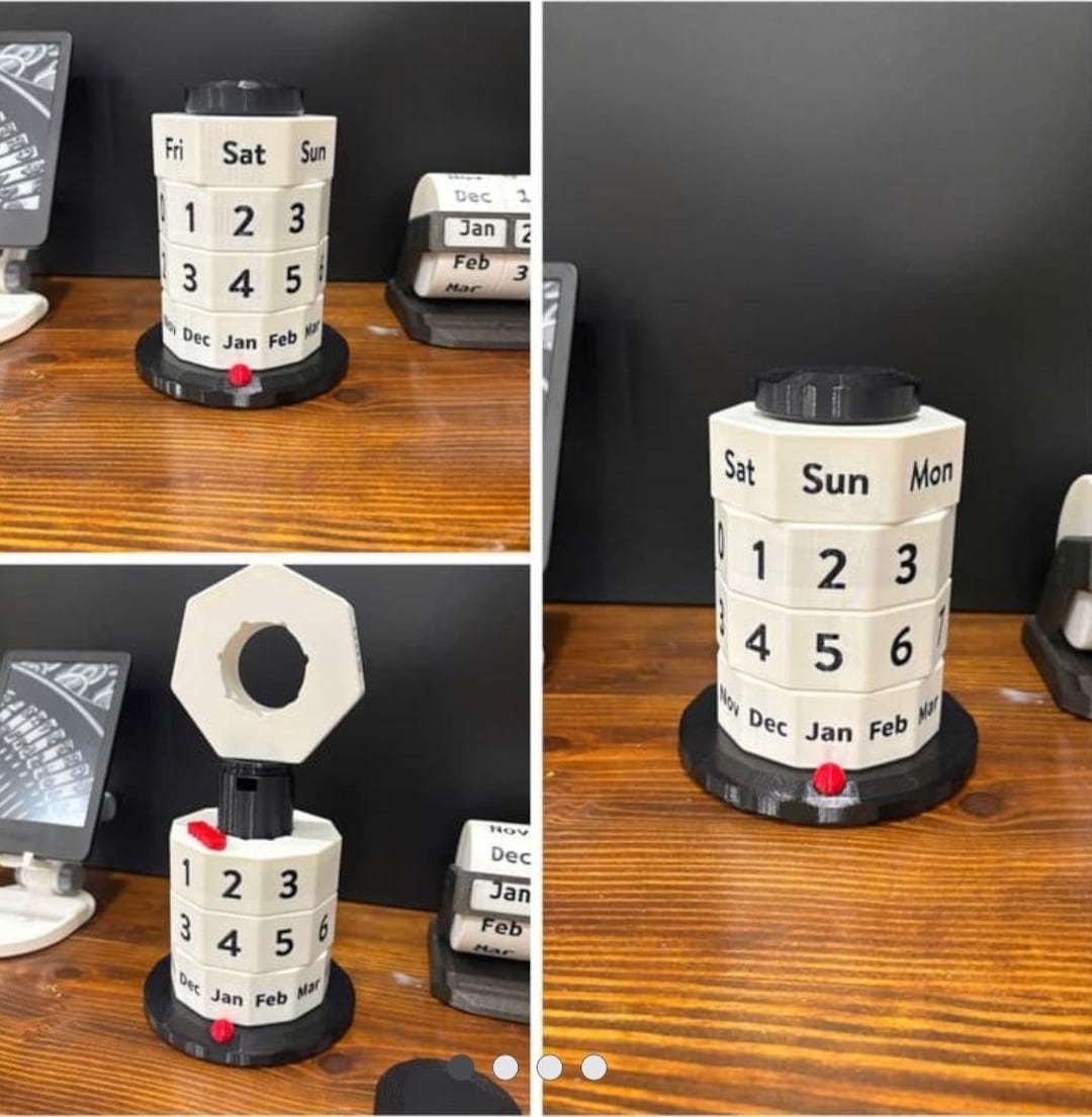 Rotating Calendar STL File for 3D Printing, Perpetual Desk Calendar ...